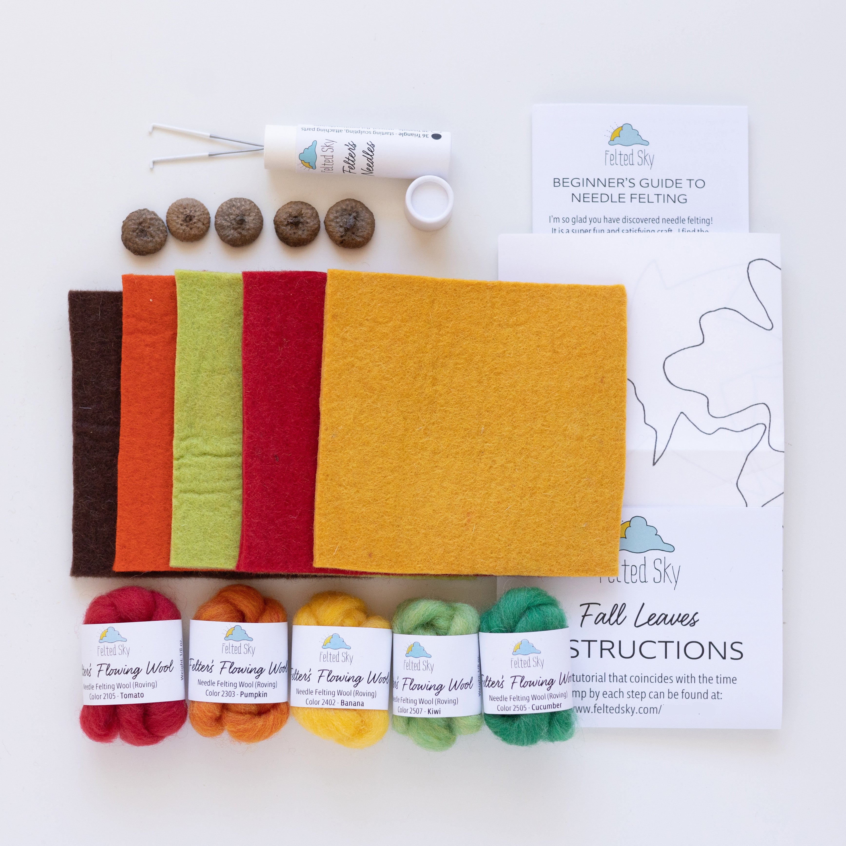 Fall Leaves & Acorns Needle Felting Kit– Felted Sky