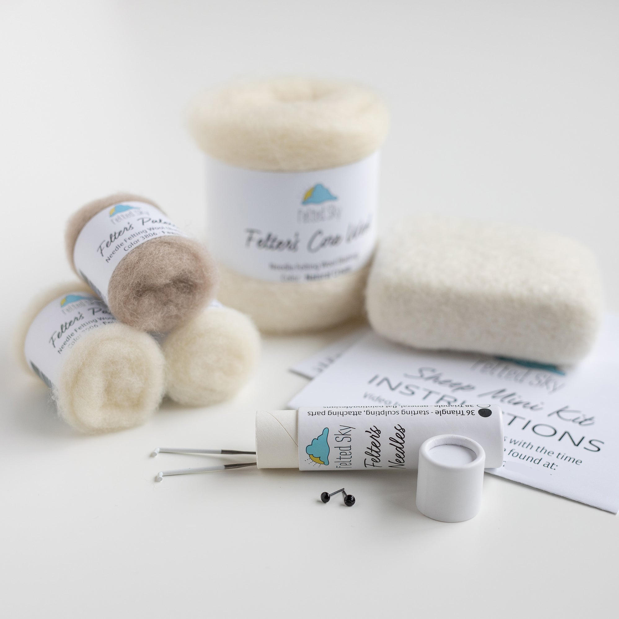 White Sheep Mini Needle Felting Kit– Felted Sky